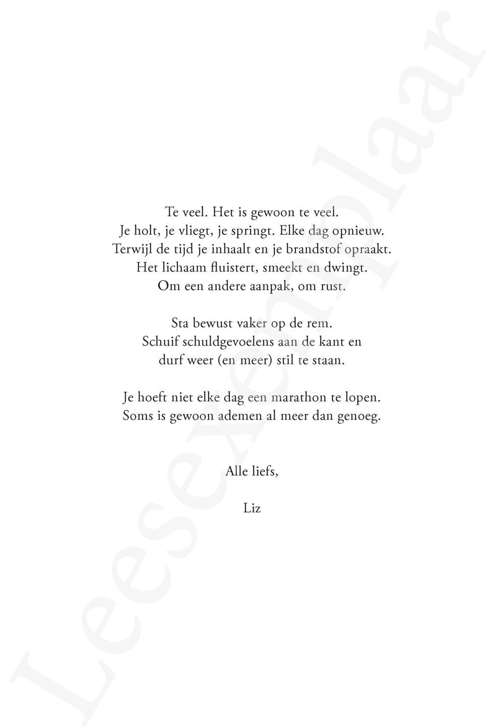 Een handjevol RUST - Liz is More | Pelckmans